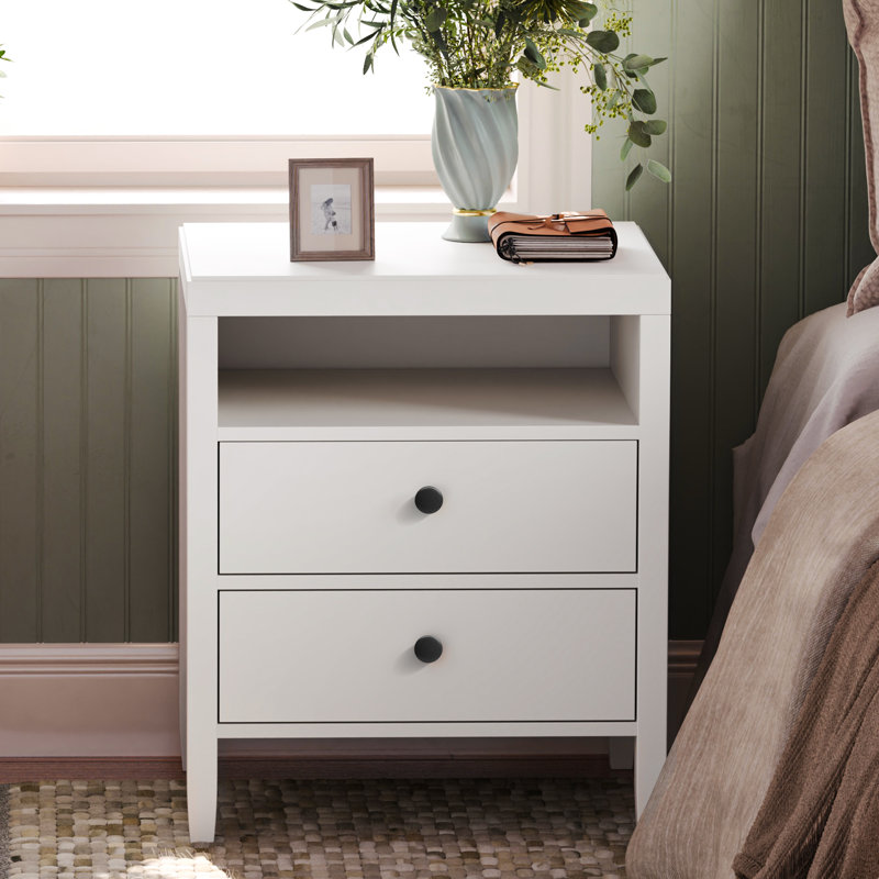 Red Barrel Studio® Mahle Bedroom Nightstand, Wood Night Stand, Bedside Table with 2 Drawers, End ...